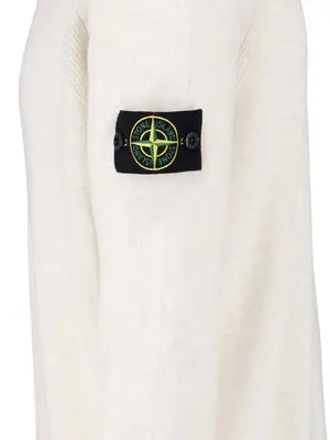 Stone Island Virgin Wool Logo Sweater - Cream
