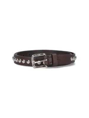 J & M DAVIDSON Studded Leather Belt - Brown