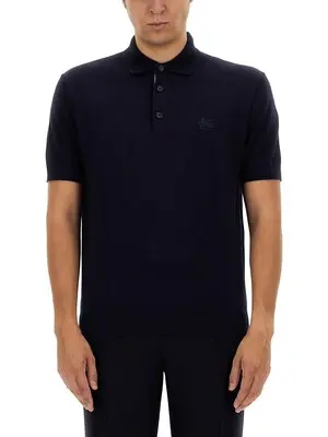 Etro Polo Shirt With Pegasus Embroidery - Blue