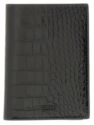 TOM FORD Leather Passport Holder - Black
