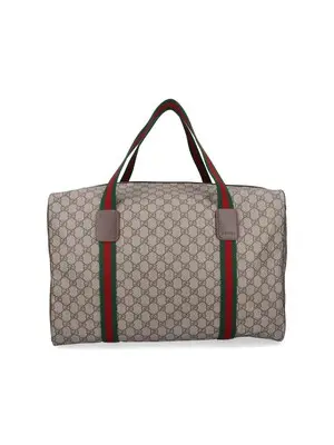 Gucci Supreme "gg" Fabric Large Travel Bag - Beige