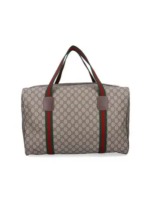 Gucci Supreme "gg" Fabric Large Travel Bag - Beige