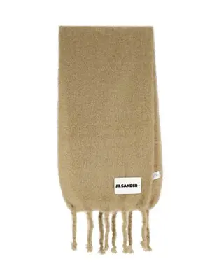 JIL SANDER Mohair And Wool Scarf Beige