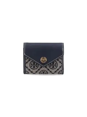 Tory Burch T Monogram' Small Trifold Wallet - Blue