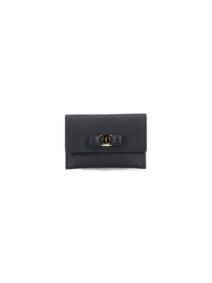 FERRAGAMO Fiocco Vara' Card Case - Black