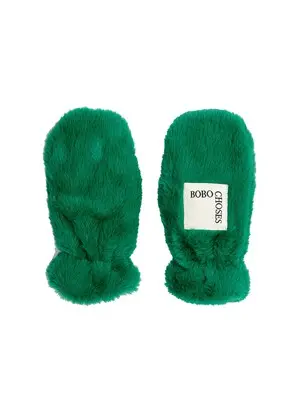 BOBO CHOSES Furry Mittens - Green