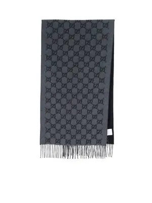 Gucci Gg' Cashmere Scarf - Gray