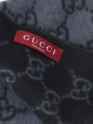 Gucci Gg' Cashmere Scarf - Gray
