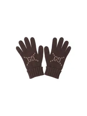 Gucci Gg Cashmere Gloves - Brown