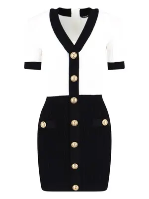 Balmain Mini Dress With Decorative Buttons - Black