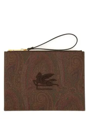 Etro Jacquard Paisley Pouch - Brown