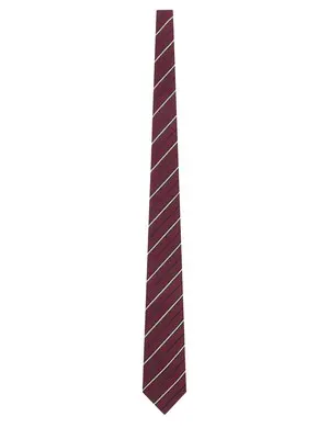 Saint Laurent Silk And Wool Striped Neck Tie Multicolour