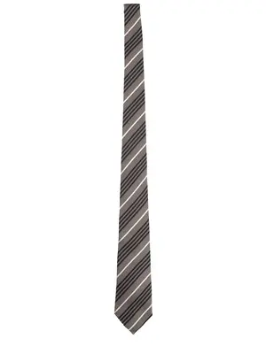 Saint Laurent Wide Striped Neck Tie Grey