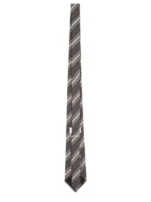 Saint Laurent Wide Striped Neck Tie - Grey