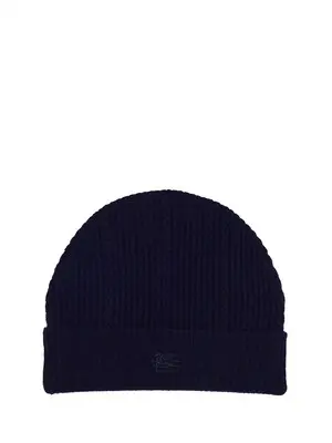 Etro Beanie Hat With Logo - Blue