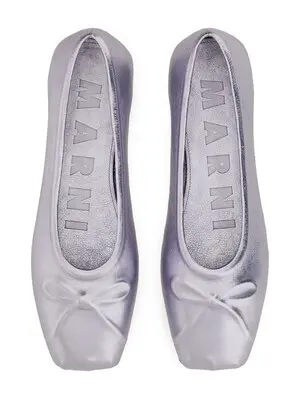 Marni Ballerina Flat With Bow Detailing - Silver