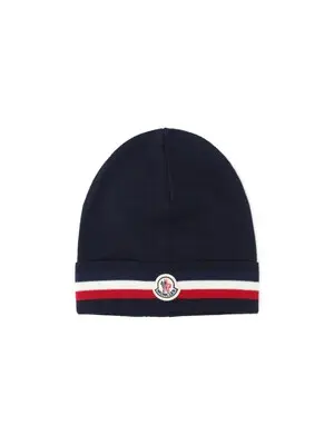 Moncler Virgin Wool Beanie Blue