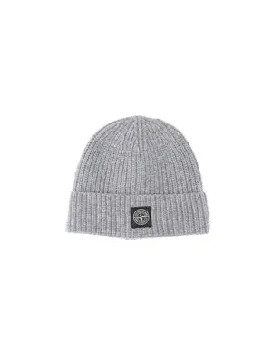 Stone Island Virgin Wool Beanie - Gray