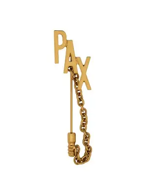 Moschino Brooch With Chain - Gold
