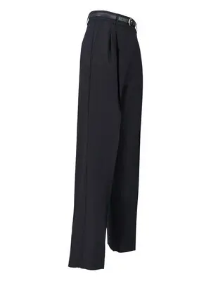 Max Mara Belted Virgin Wool Pants - Black
