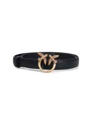 Pinko Love Birds Leather Belt - Black