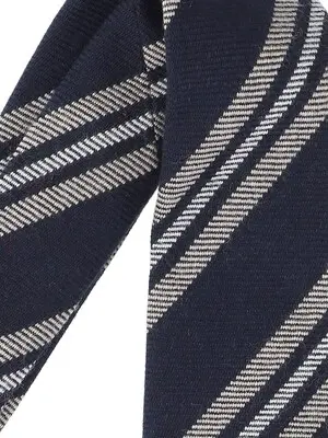 FINAMORE 1925 Striped Wool Neck Tie - Blue