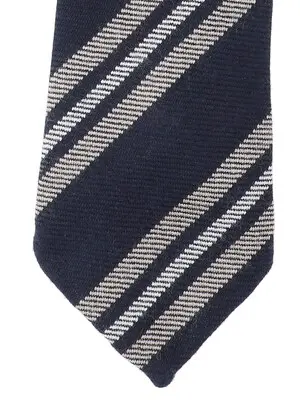FINAMORE 1925 Striped Wool Neck Tie - Blue