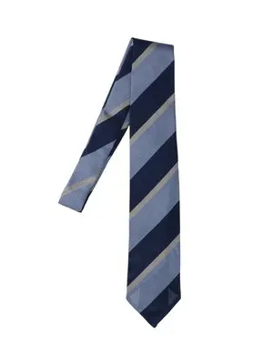 Cesare Attolini Striped Silk Neck Tie Light Blue