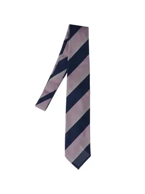 Cesare Attolini Striped Silk Neck Tie Pink