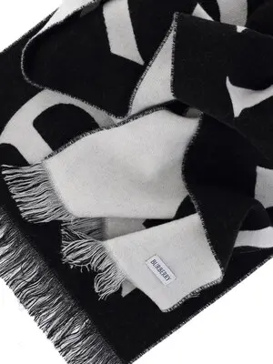 Burberry B Shield" Reversible Scarf - Black
