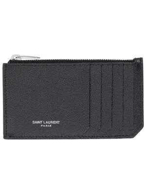 Saint Laurent Zippered Card Holder - Black