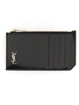 Saint Laurent Leather Card Holder - Black