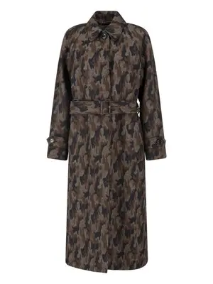 LARDINI Wool Coat With Belt - Multi