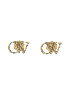 Off-White Logo Earrings - Gold