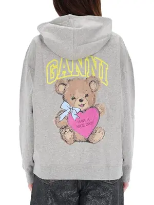 GANNI Teddy Zip-up Sweatshirt - Grey