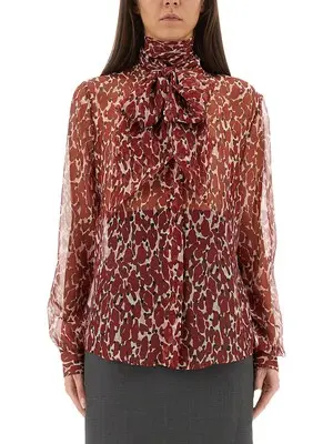 Saint Laurent Printed Silk Shirt - Red