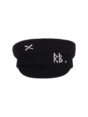 Ruslan Baginskiy Wool Baker Boy Cap With Rhinestones
