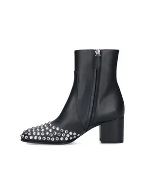 Alaïa Low Ankle Boots With Rhinestones