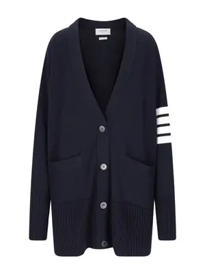 Thom Browne Oversized Wool V-neck Cardigan