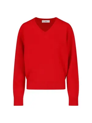 DUNST Chloé V-neck Sweater - Red