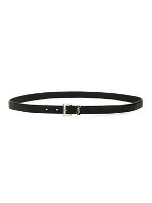 Saint Laurent Cassandre Thin Belt - Black