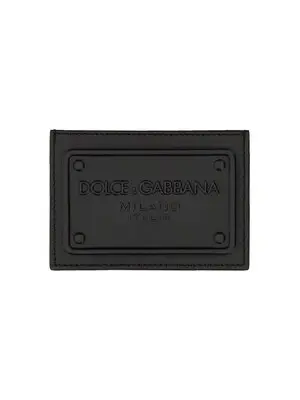 Dolce & Gabbana Leather Card Holder With Logo - Black