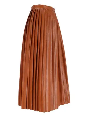 MAISON MARGIELA Pleated Midi Skirt - Brown
