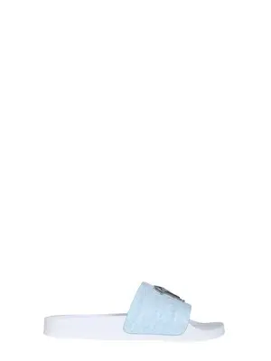 GIUSEPPE ZANOTTI Slide Sandals With Logo - Baby Blue