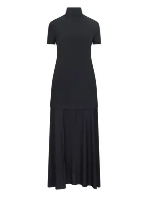 JIL SANDER Draped Midi Dress - Black