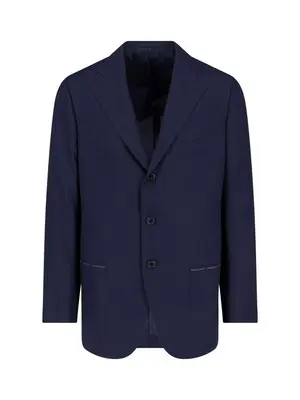 Cesare Attolini Single-breasted Wool Blazer - Blue