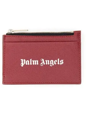 Palm Angels Caviar Card Holder - Bordeaux