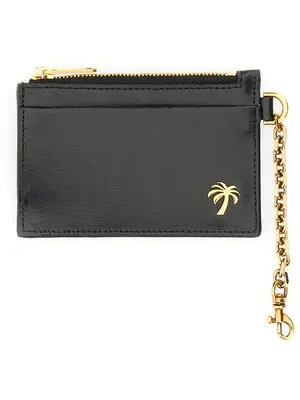 Palm Angels Card Holder With Chain "palm Beach - Black