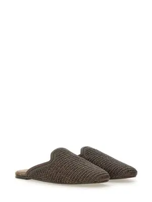 Brunello Cucinelli Techno Raffia Slipper - Brown