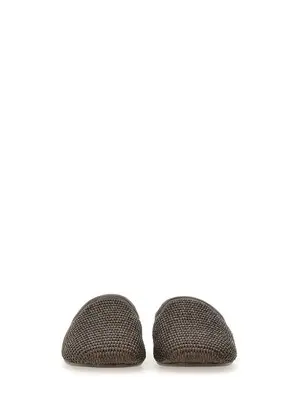 Brunello Cucinelli Techno Raffia Slipper - Brown